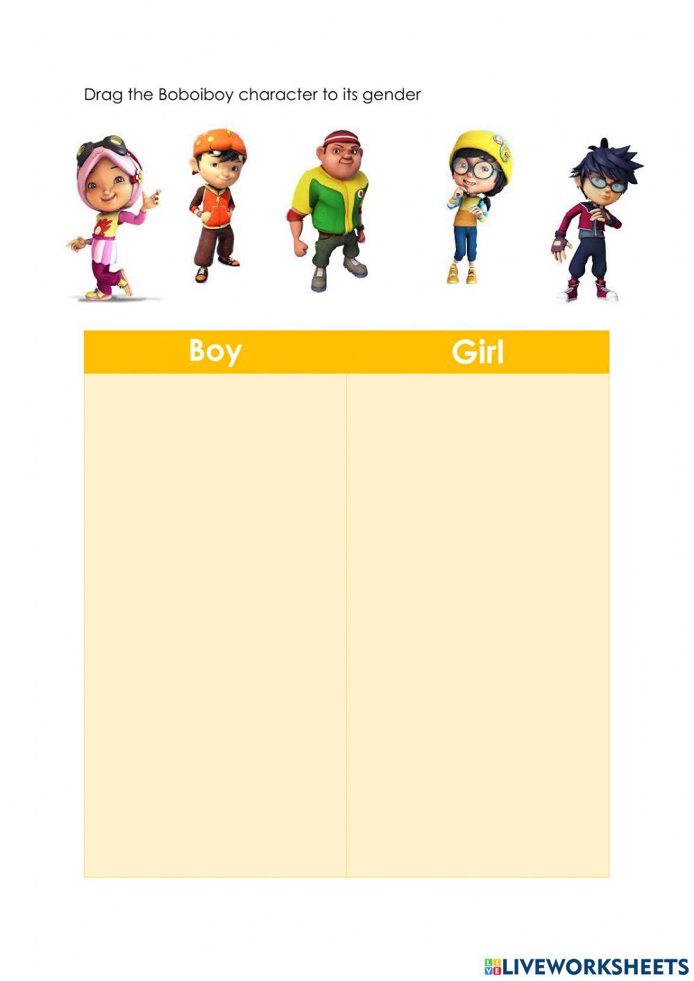 Gender 705280 | CikguKamalz | Live Worksheets