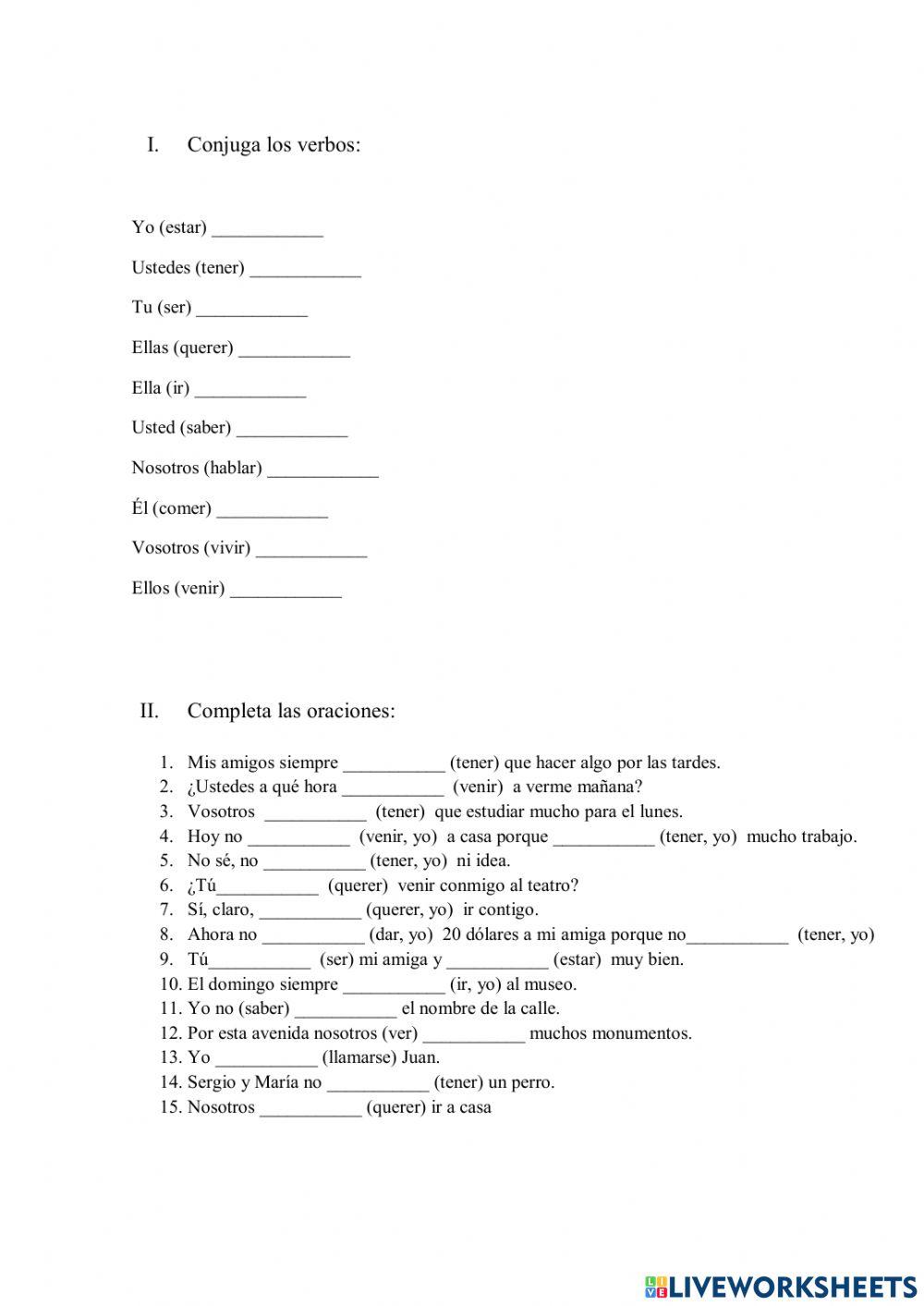Español interactive activity for pre-intermediate | Live Worksheets