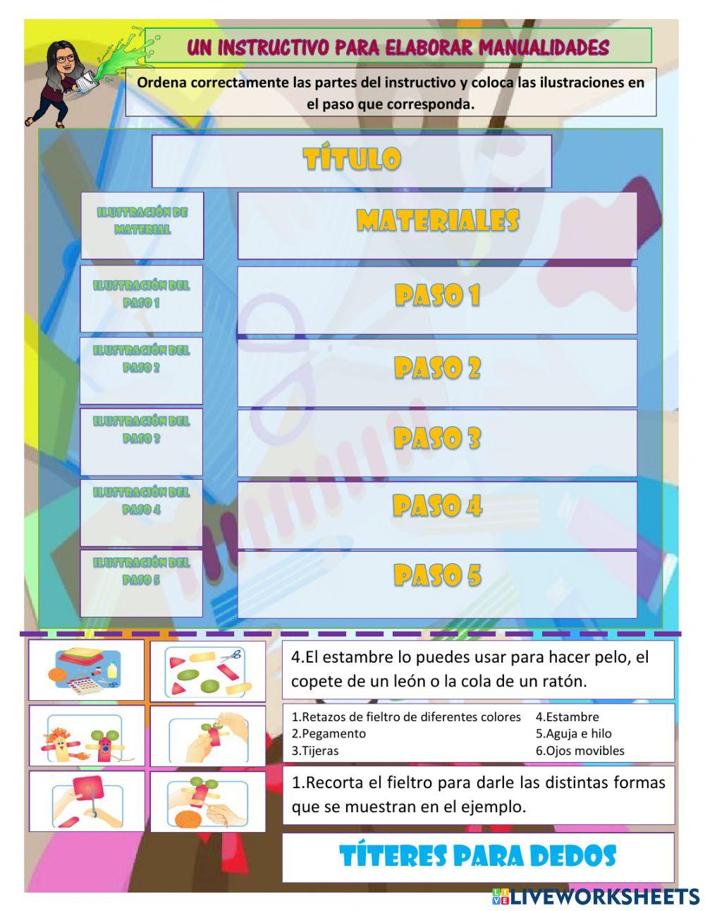 Partes de un instructivo worksheet | Live Worksheets
