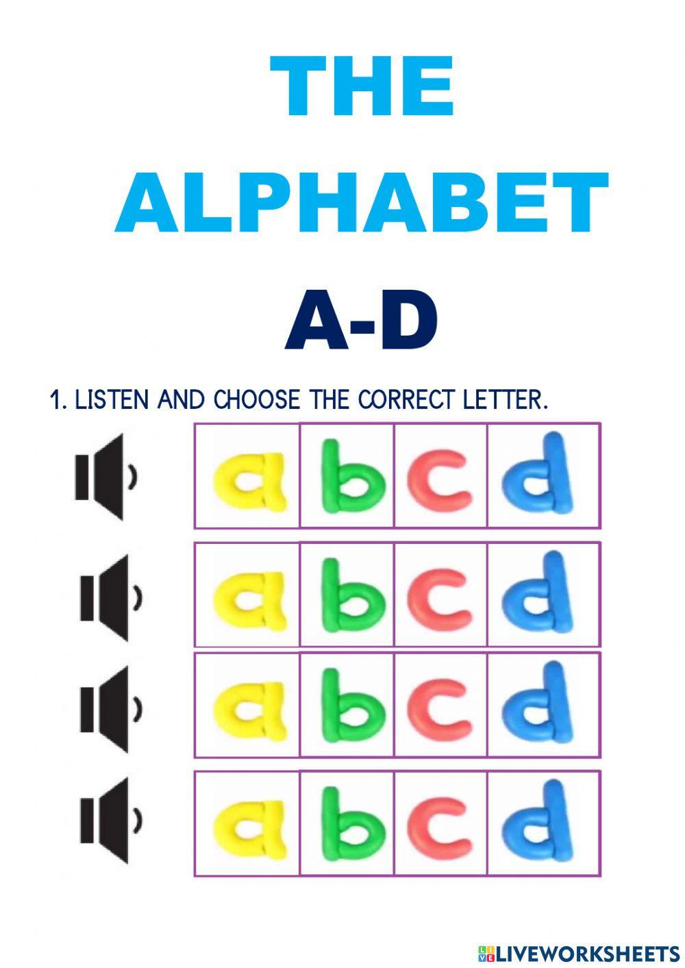 The alphabet a-d worksheet | Live Worksheets
