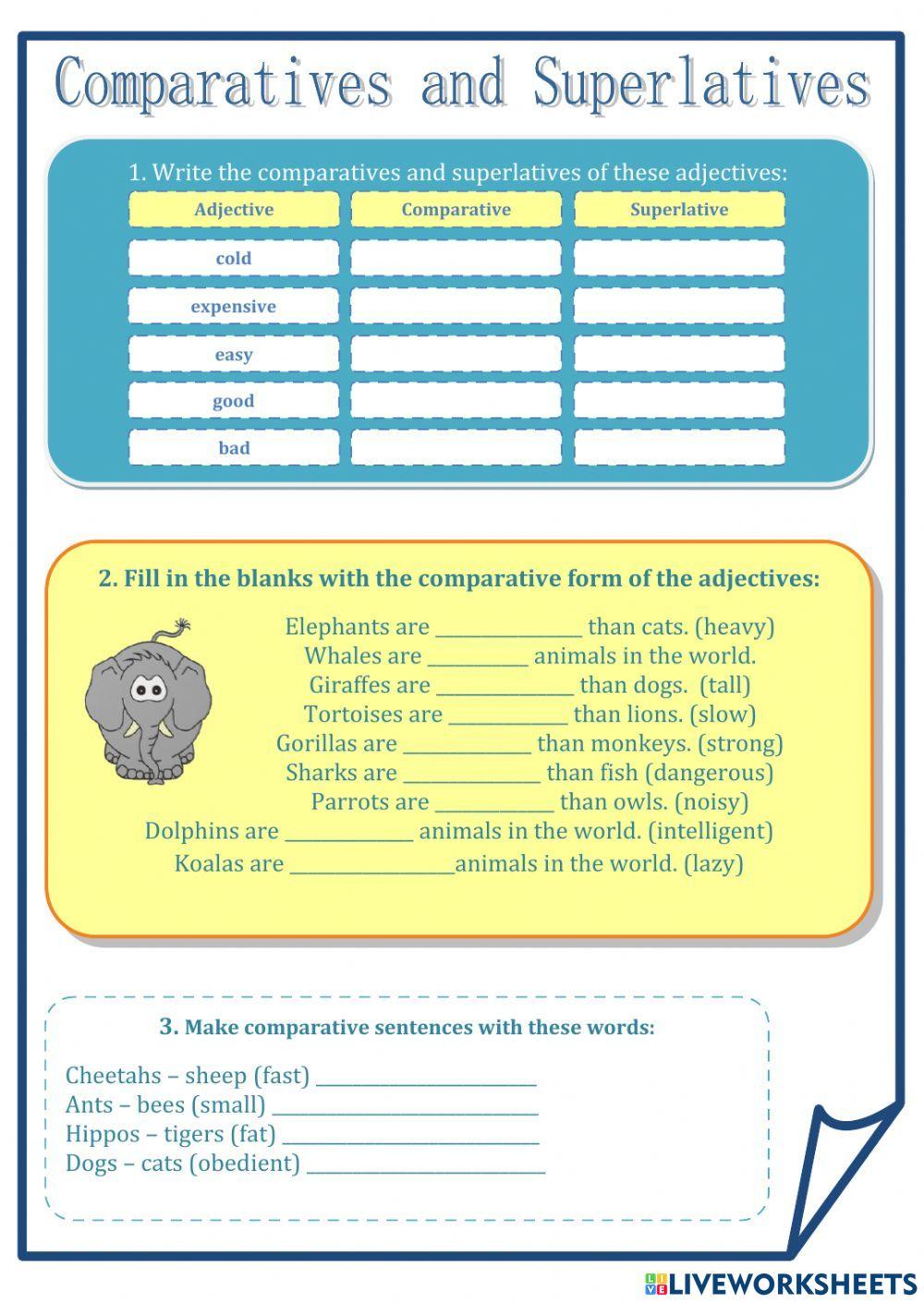 Comparatives online exercise for Grade 3 | Live Worksheets