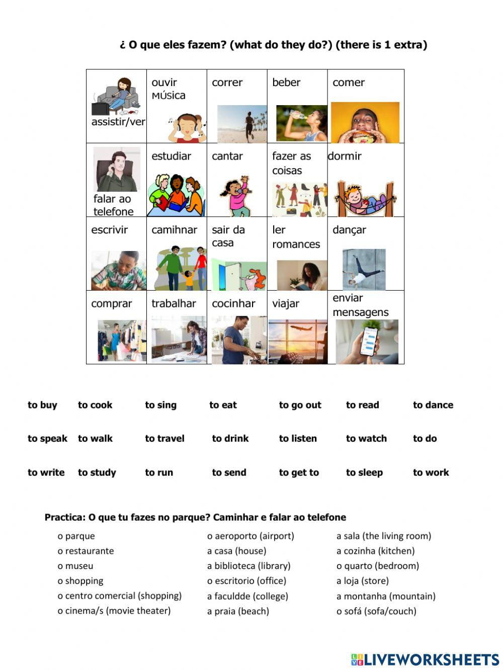 Portuguese for … | Free Interactive Worksheets | 706502