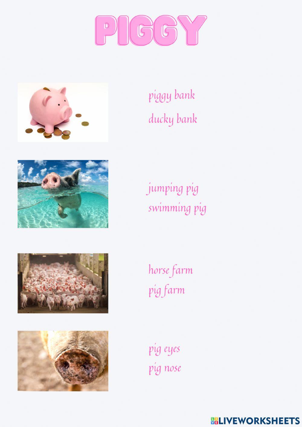 Piggy animal worksheet | Live Worksheets