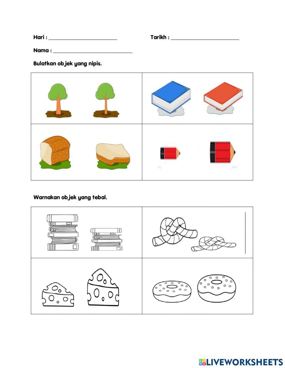 Nipis dan Tebal online exercise for | Live Worksheets