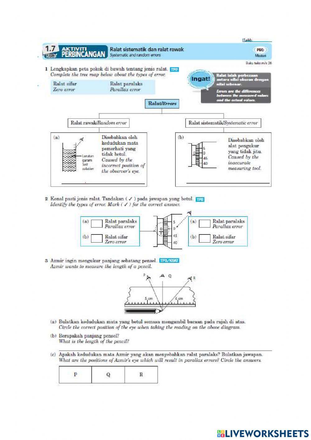 Form 1 : 1.4 | Free Interactive Worksheets | 707782