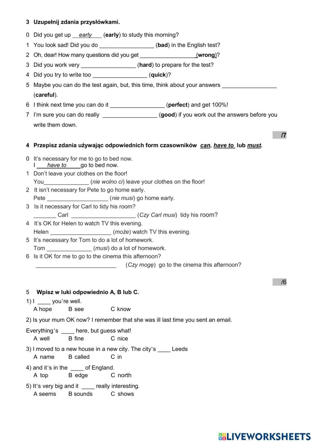 Klasa 7 Unit 5 … | Free Interactive Worksheets | 6412426