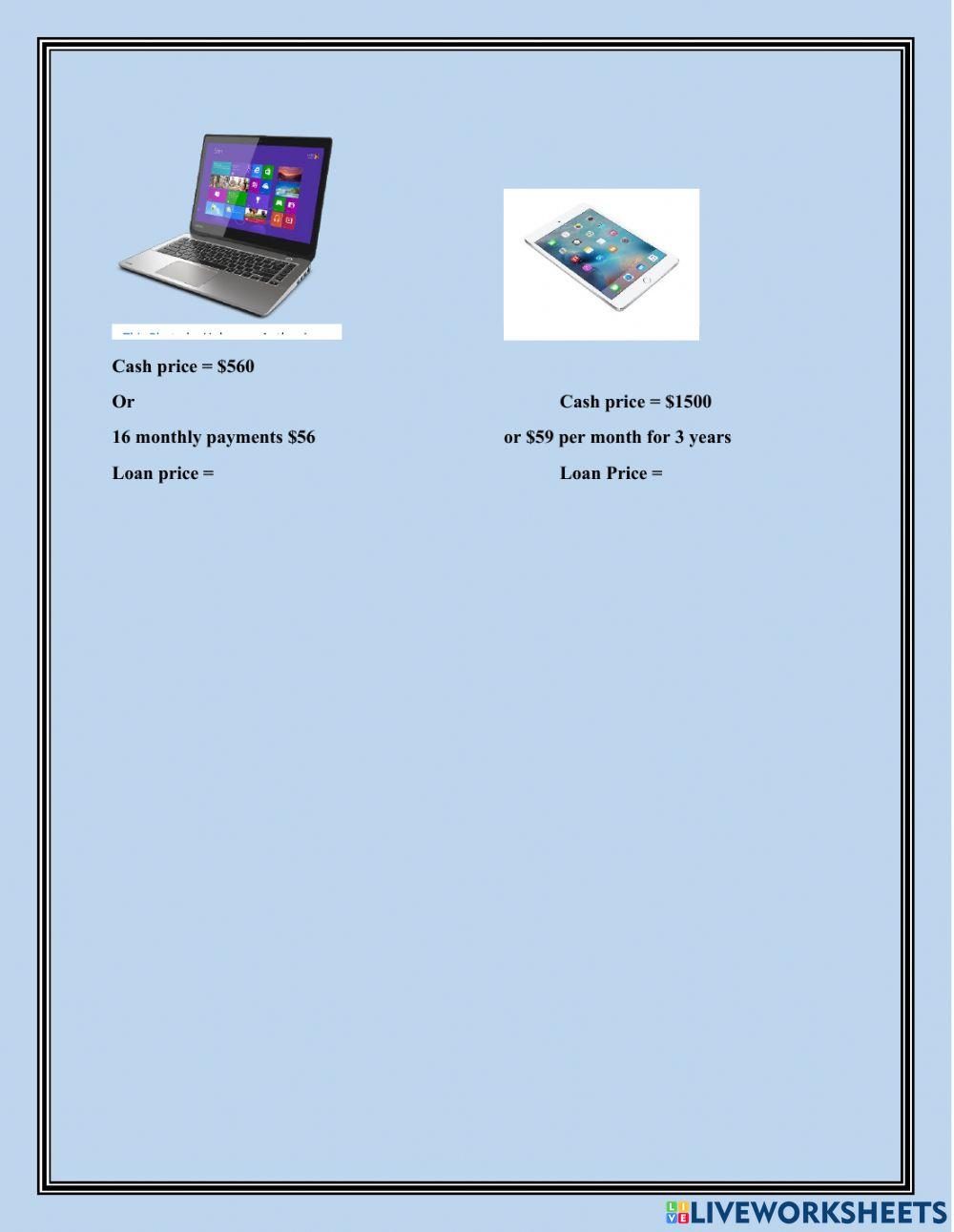 Hire purchase - Station A online exercise for | Live Worksheets