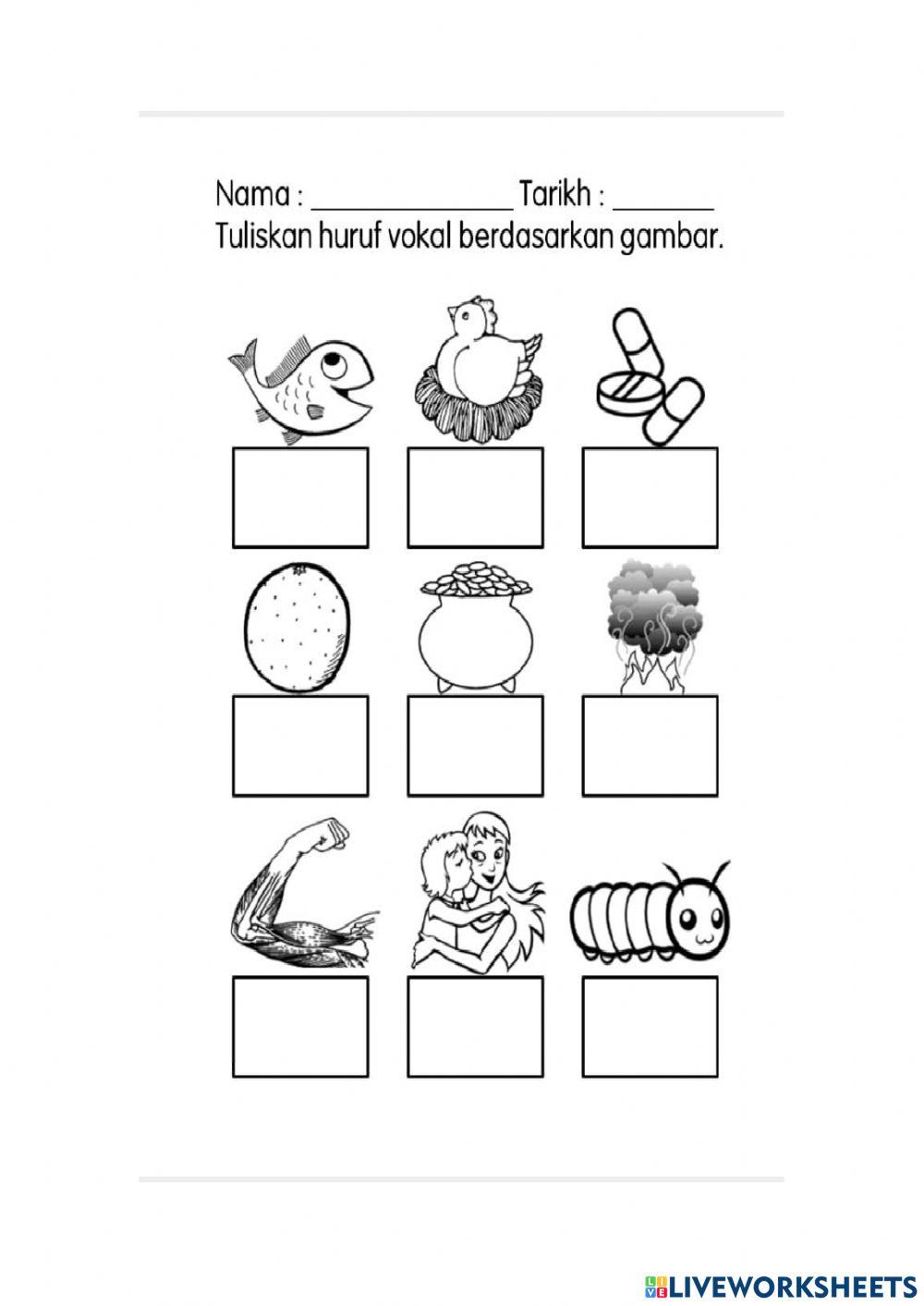 Huruf Vokal | Free Interactive Worksheets | 4716058