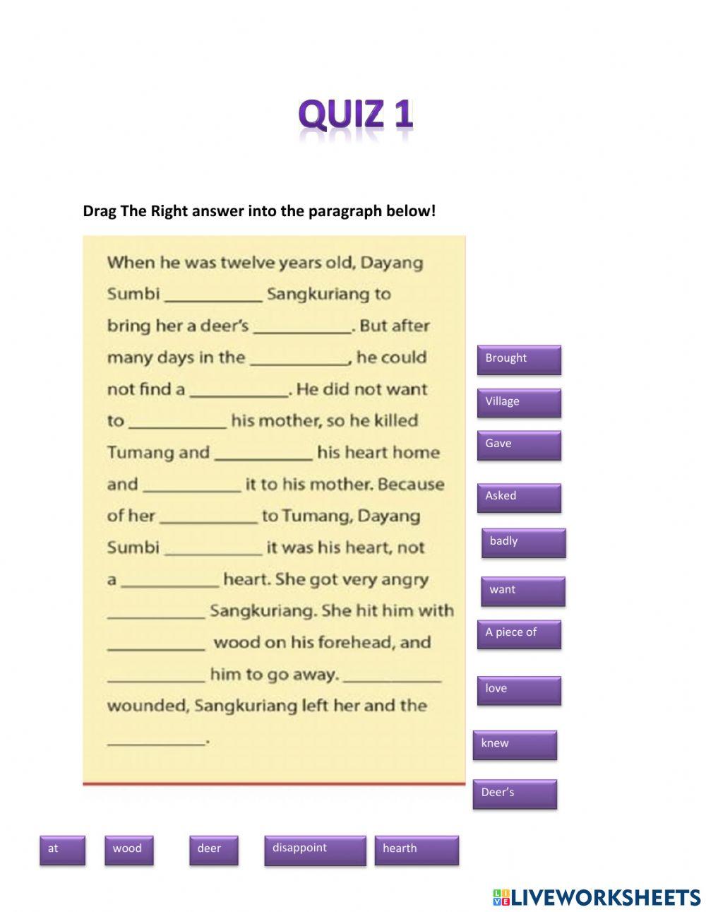 Quiz 1 online pdf worksheet | Live Worksheets