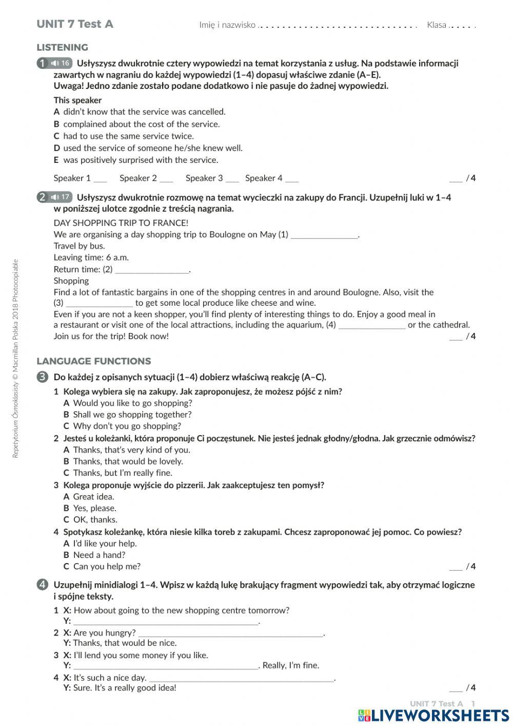 TEST unit 7 rep. | Free Interactive Worksheets | 4716317