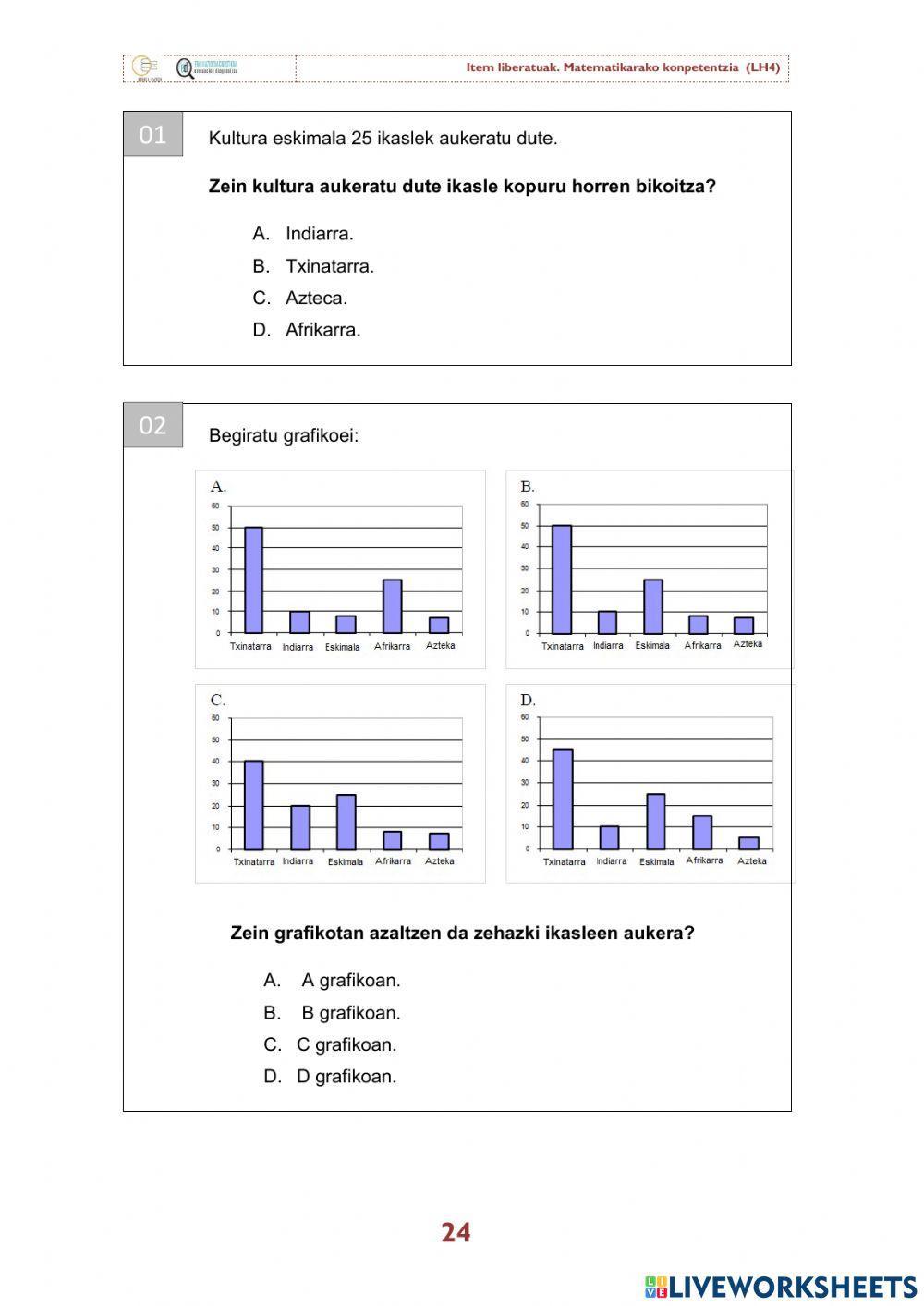 Matematika problemak interactive worksheet | Live Worksheets