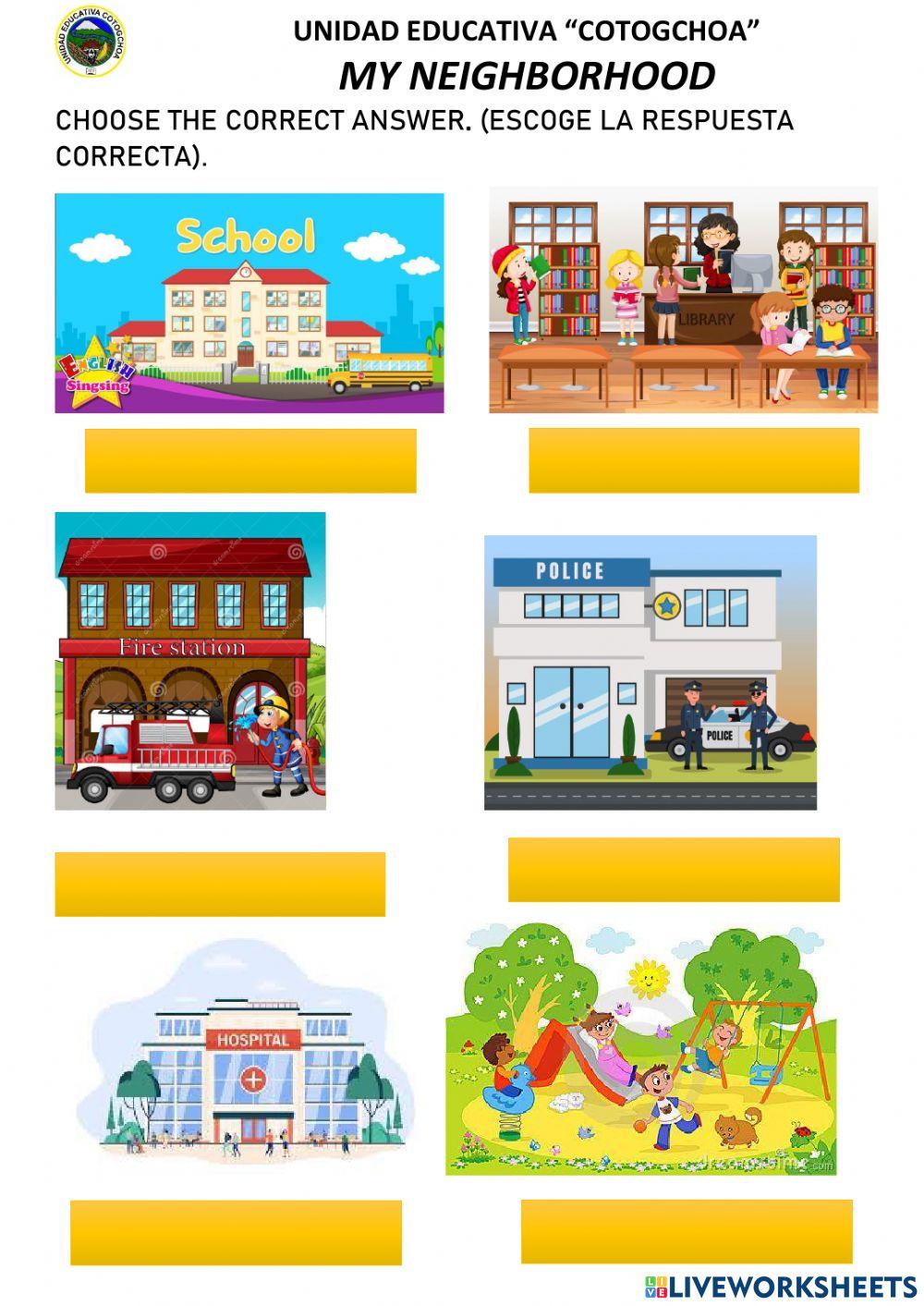 My neighborhood | Free Interactive Worksheets | 708903
