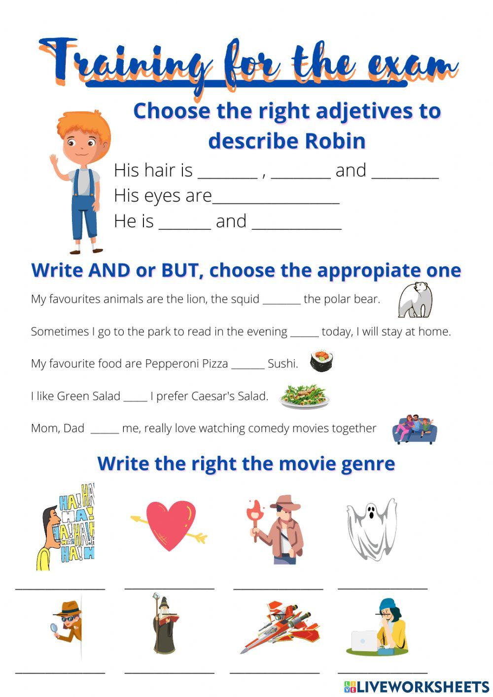 Movie genres and description worksheet | Live Worksheets