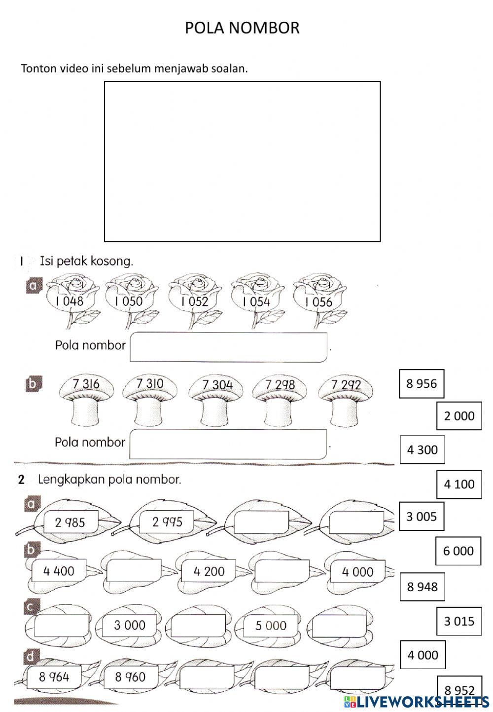 4717429 | MATEMATIK TAHUN 3: POLA NOMBOR DAN SUSUN NOMBOR