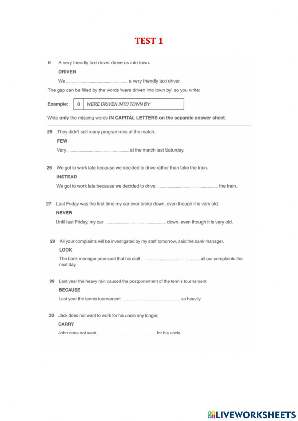 6413767 | FCE TEST 1 | hellomataro | LiveWorksheets