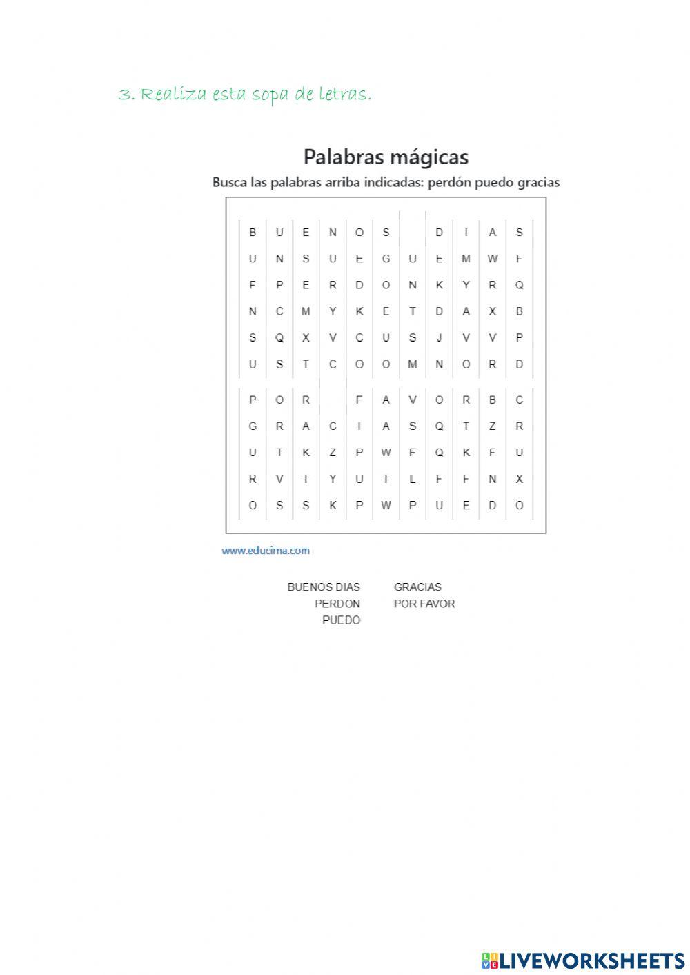 PALABRAS MÁGICAS | Live Worksheets