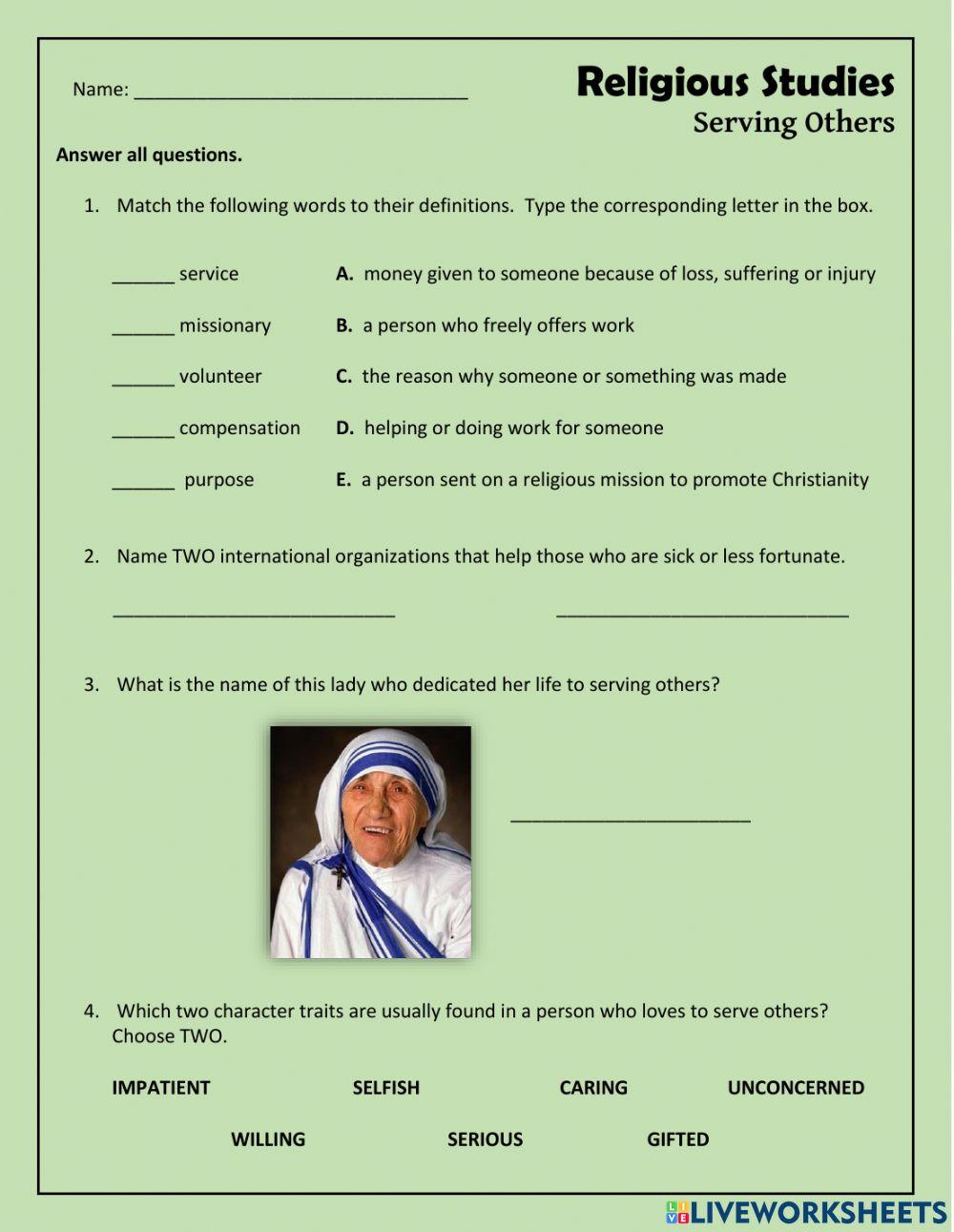 709847 | Serving Others | SPSGrade5 | LiveWorksheets