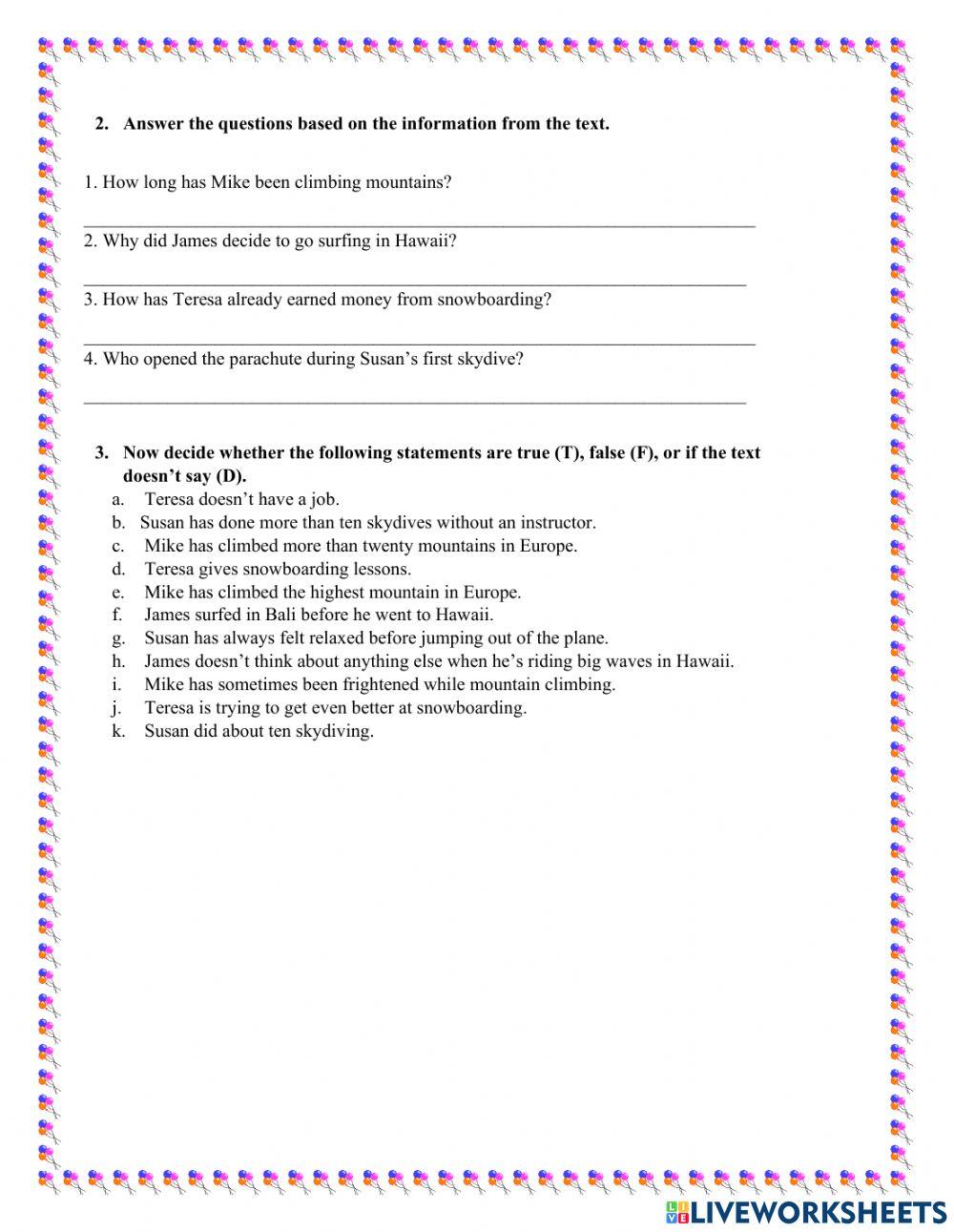 Exciting sports worksheet | Live Worksheets