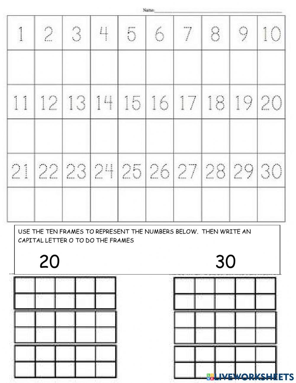 NUMBERS 1 TO 30 Live Worksheets NUMBERS 1 TO 30 Live Worksheets