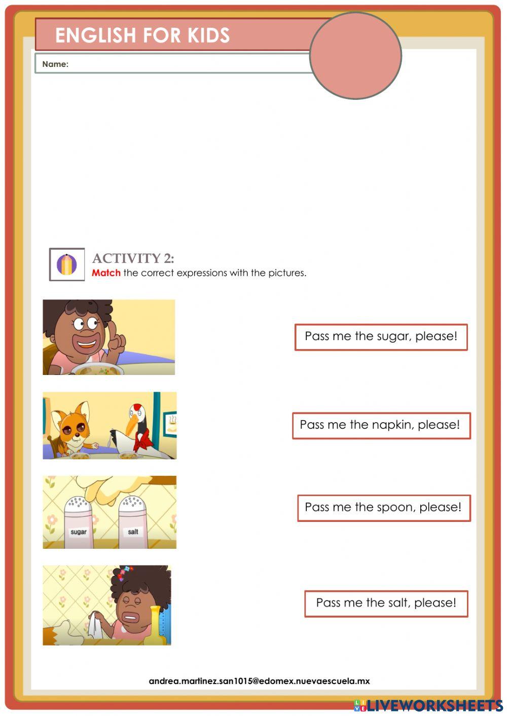 Pass me the salt worksheet | Live Worksheets