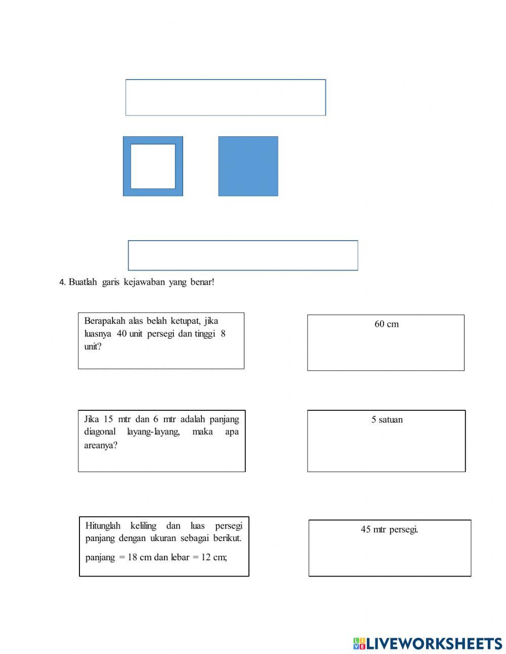 Segi empat dan segi tiga activity | Live Worksheets