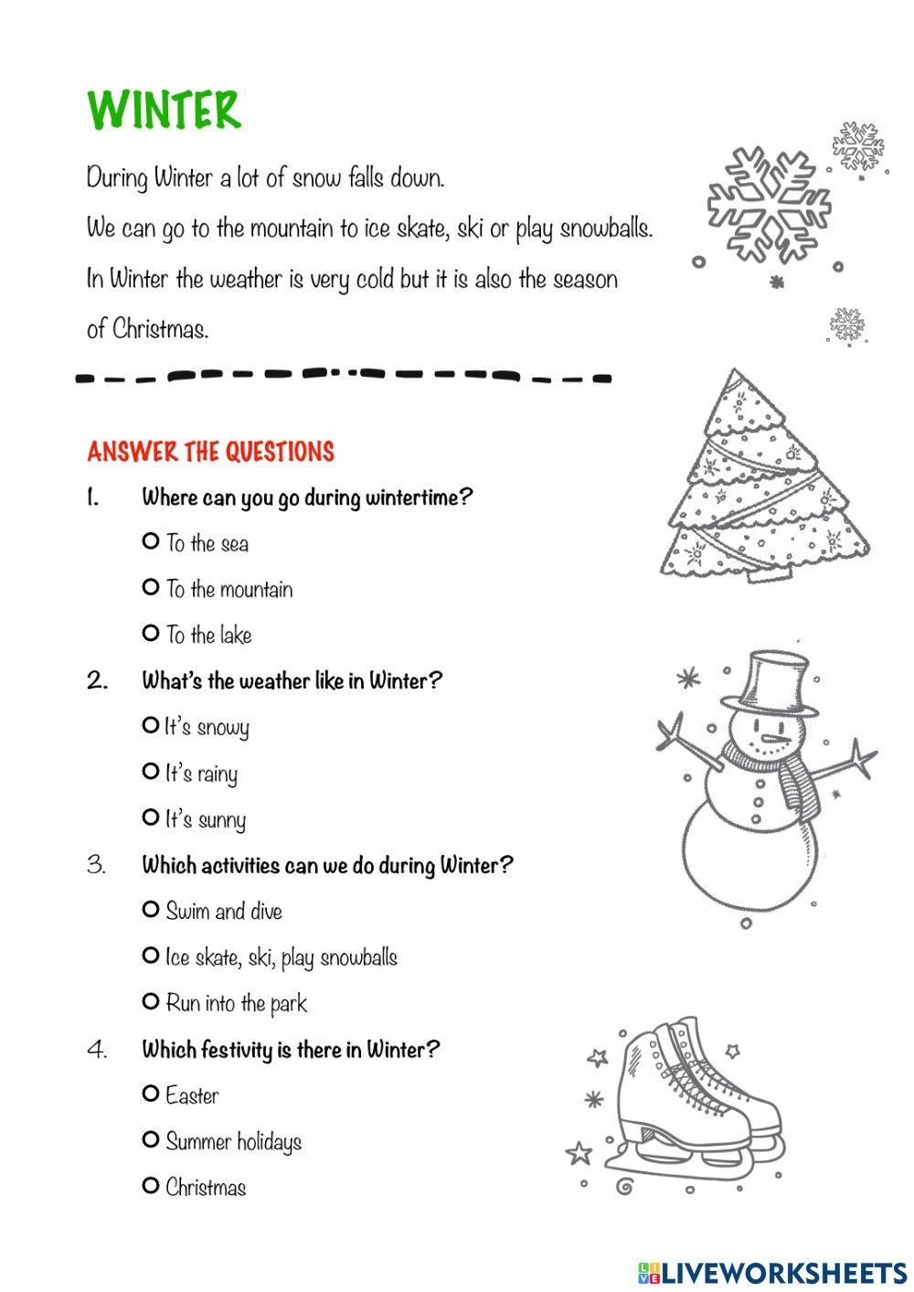 Season comprehension worksheet | Live Worksheets