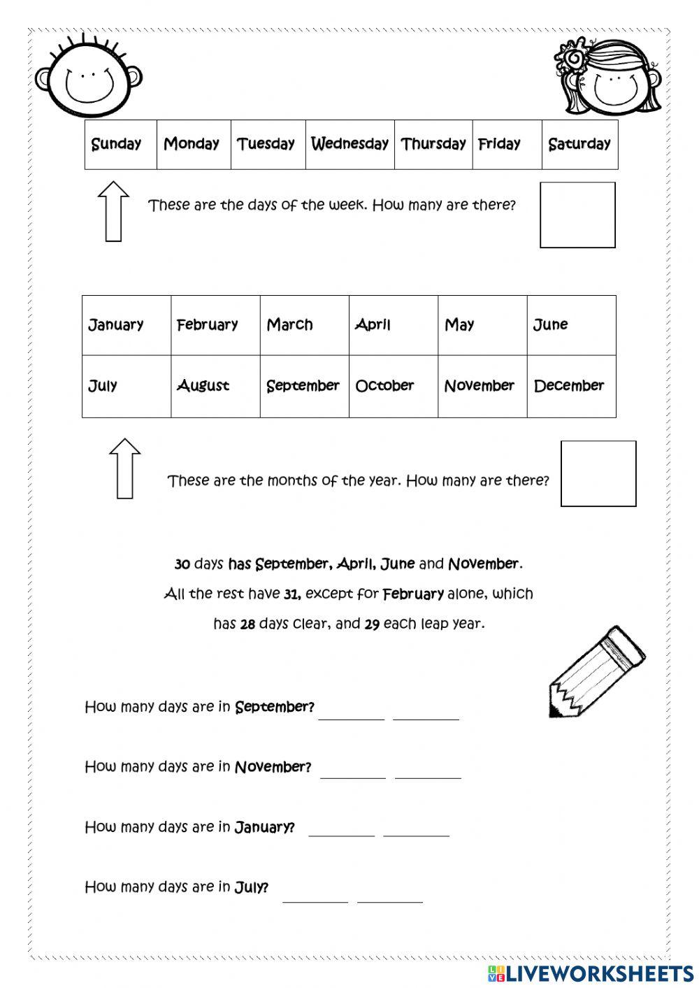 Months Review worksheet | Live Worksheets