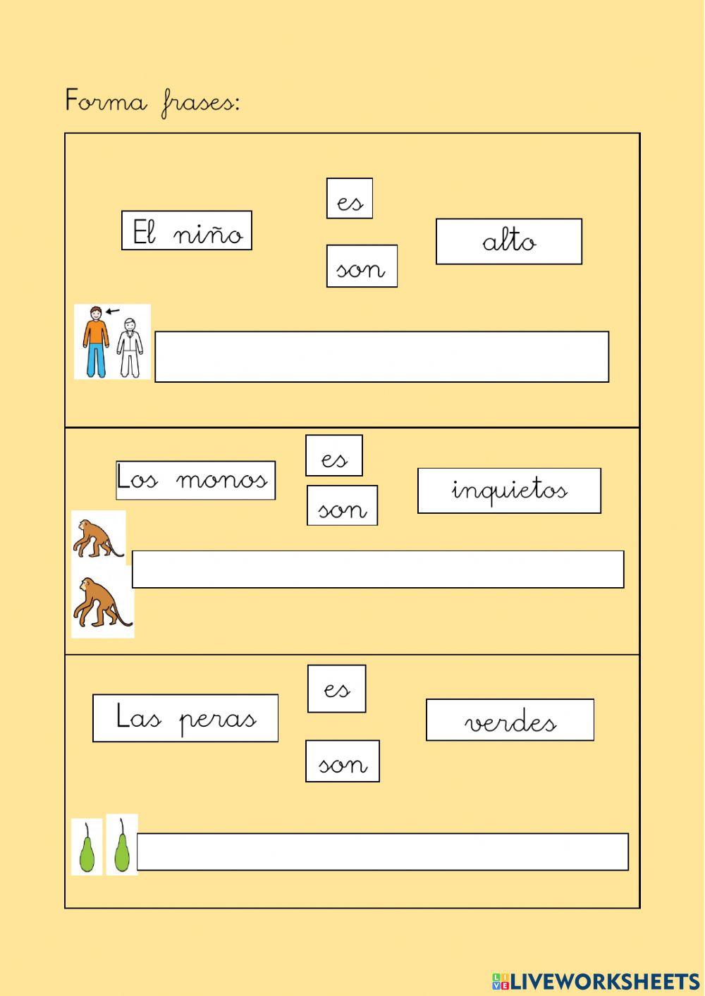 Formar frases online exercise for 1º | Live Worksheets