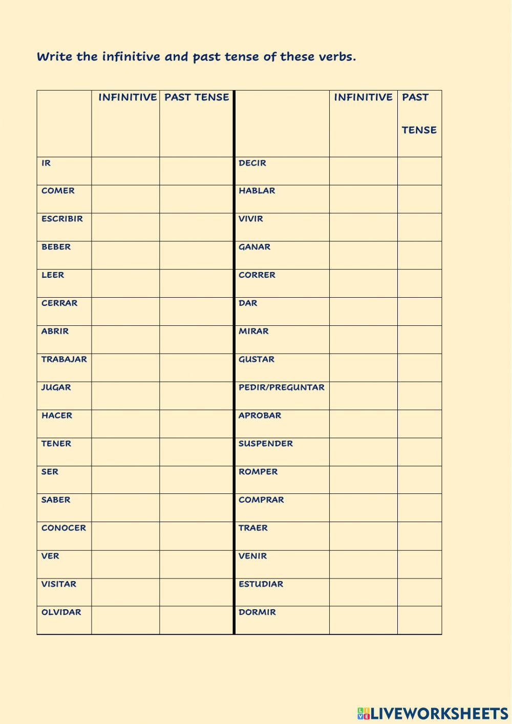 Past tense online exercise for 6 | Live Worksheets