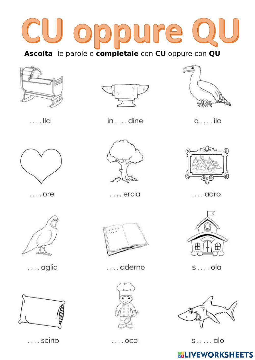 CU oppure QU | Free Interactive Worksheets | 771876