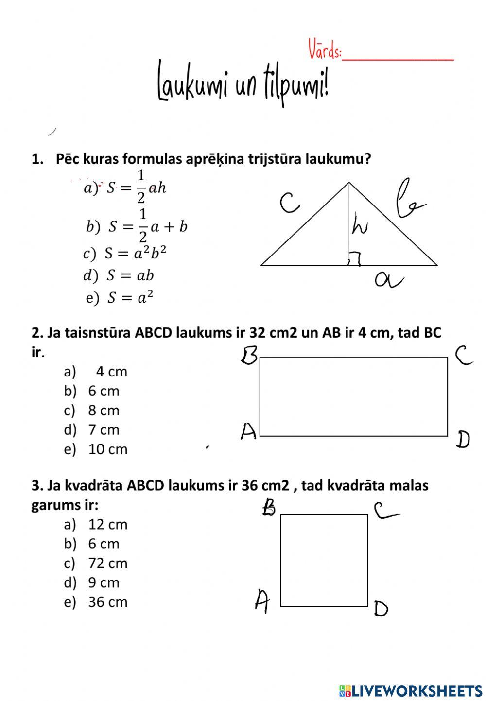 Laukumu Formulas Interaktīvās Apmācības Disks Matemātika 12.