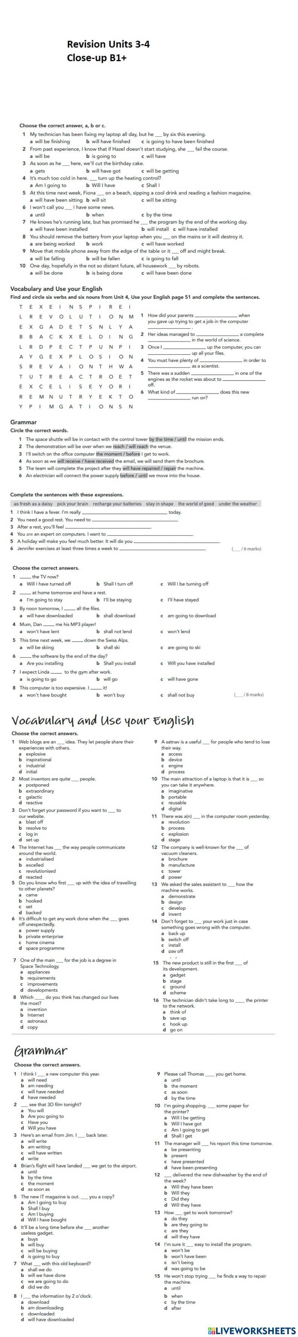 Revison interactive exercise | Live Worksheets