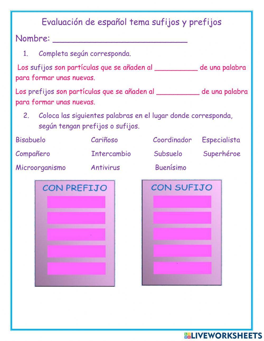 774680 | Sufijos y prefijos | Claudia16 | LiveWorksheets