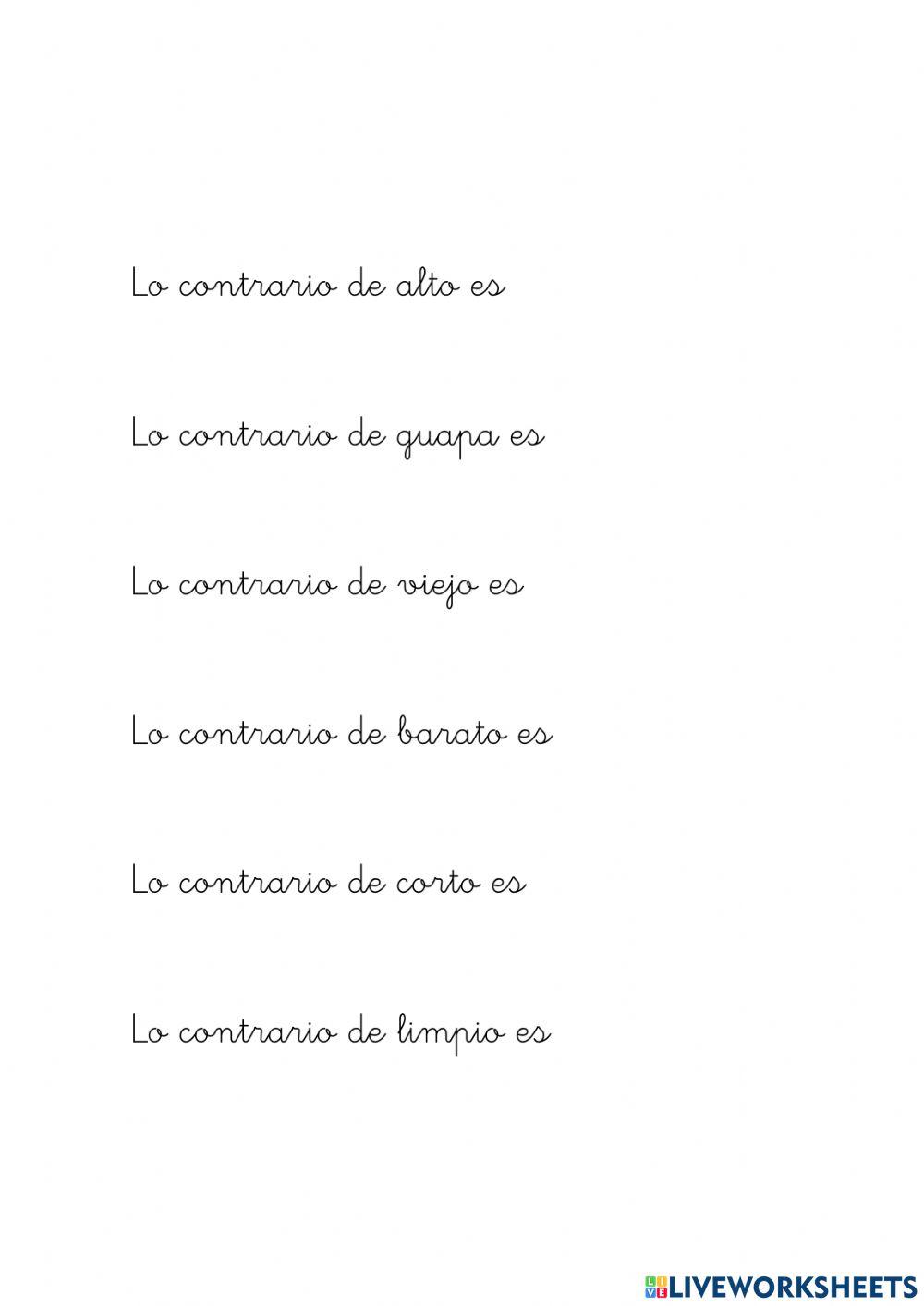 Contrarios online exercise | Live Worksheets