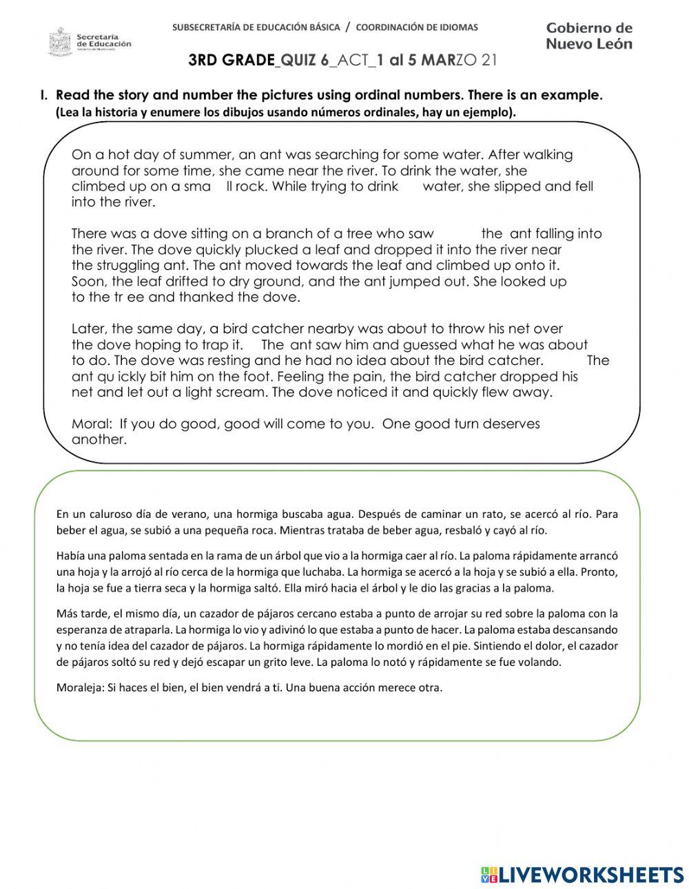 3rd grade quiz 6-act 1 al 5 marzo 21 772989