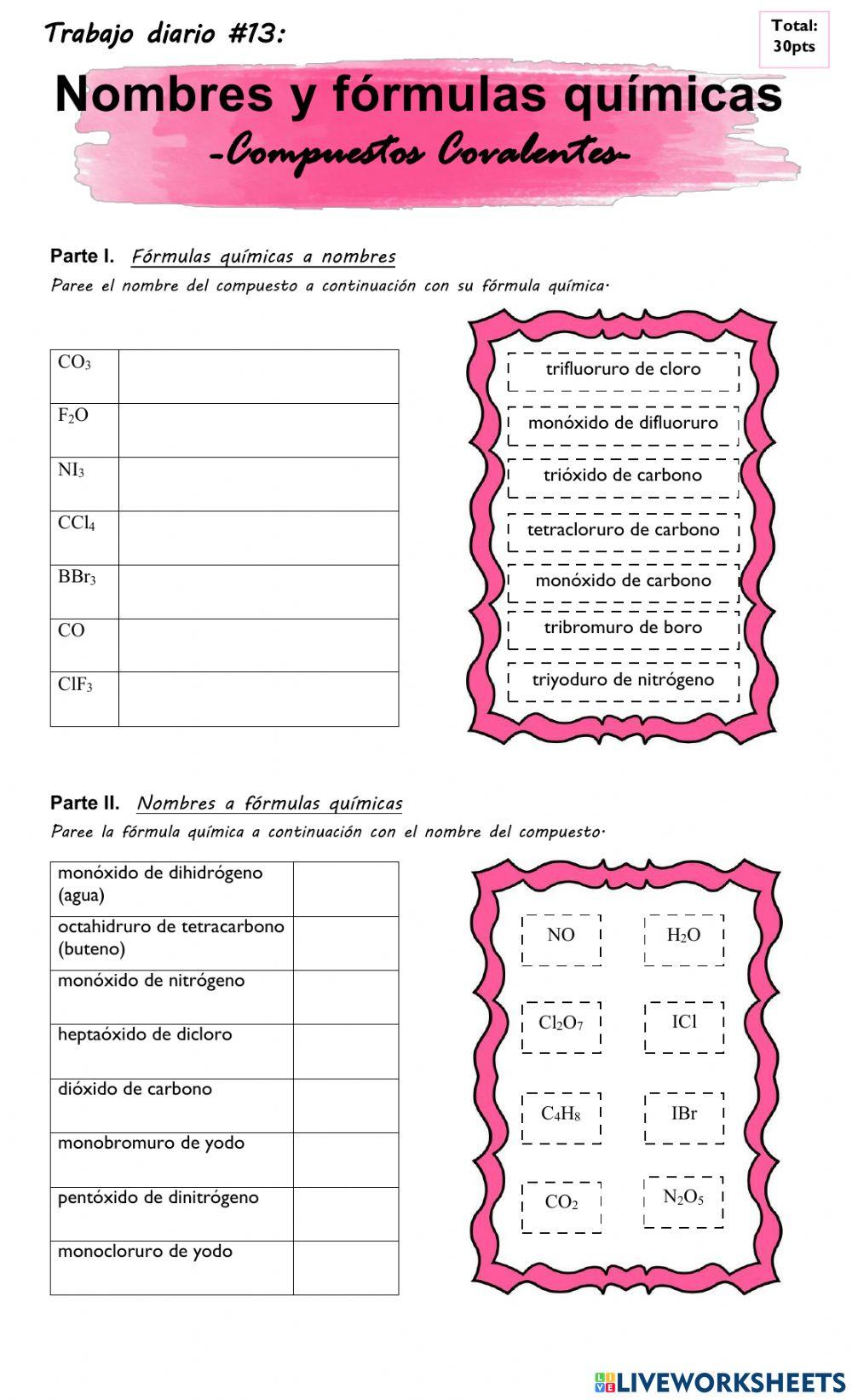 800483 | Nombres y fórmulas químicas (Covalentes)