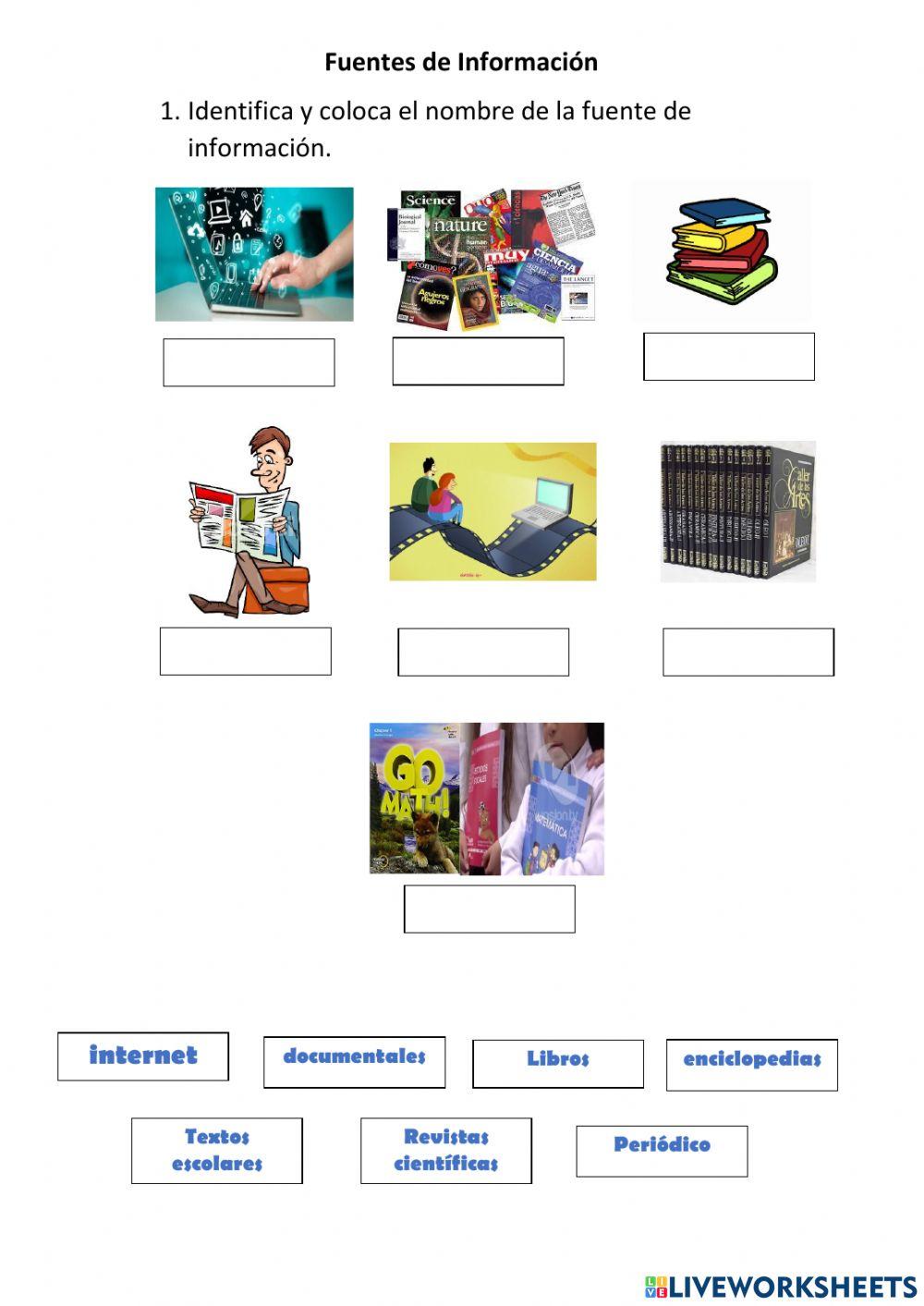 Fuentes de información | Live Worksheets