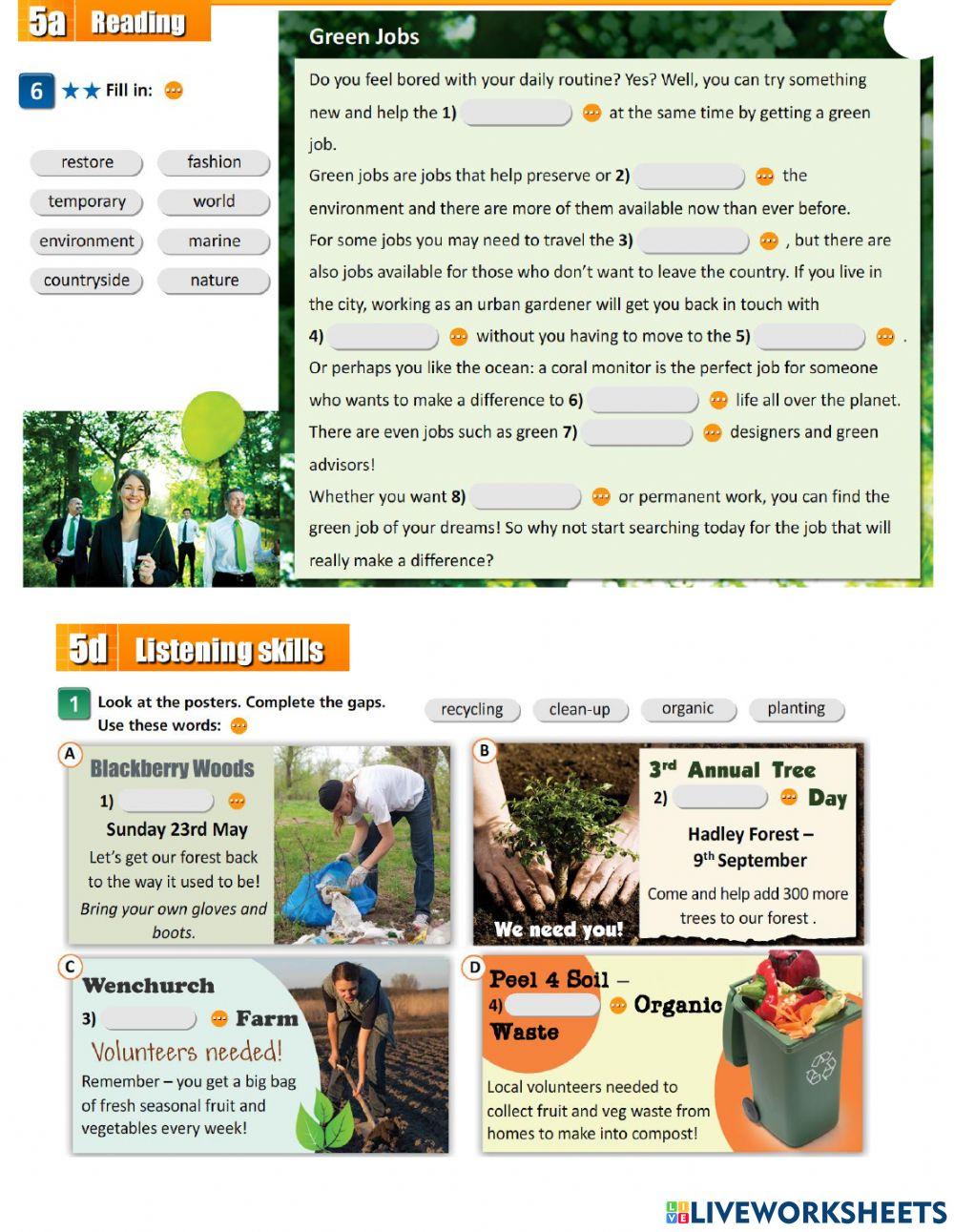 B1 Green jobs pg 45 + Listening exercises pg 68 6471907