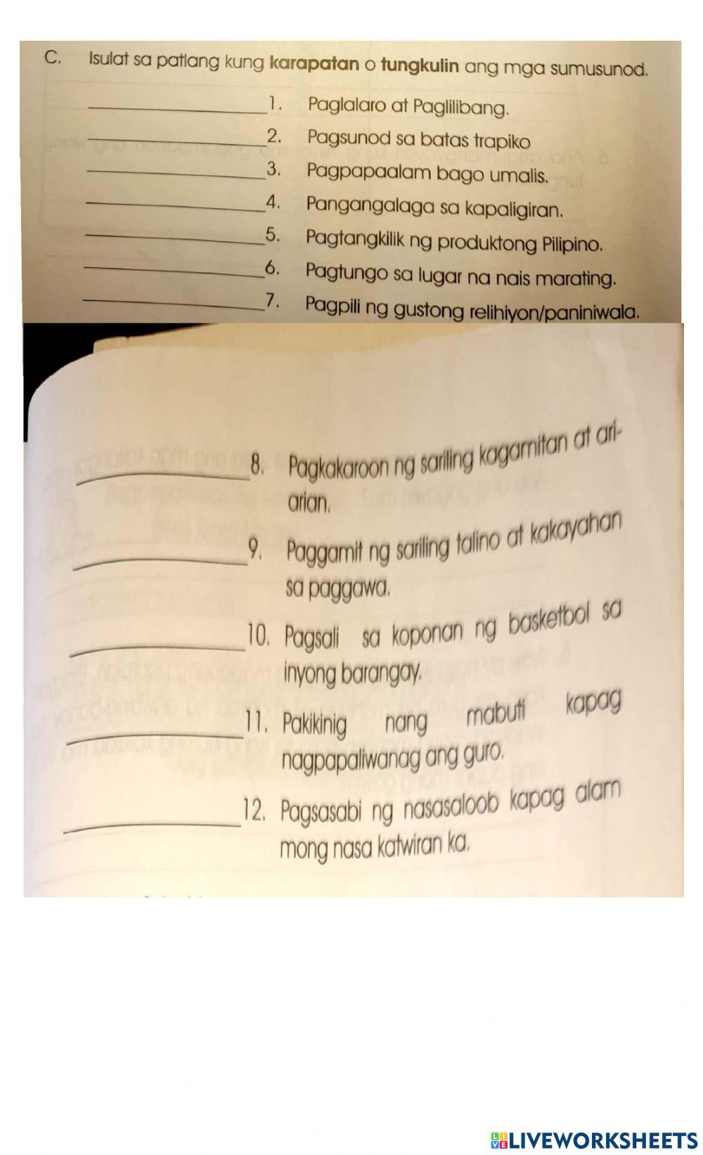 Karapatan At Tungkulin Worksheet Live Worksheets, 58% OFF Karapatan At Tungkulin Worksheet Live Worksheets, 58% OFF