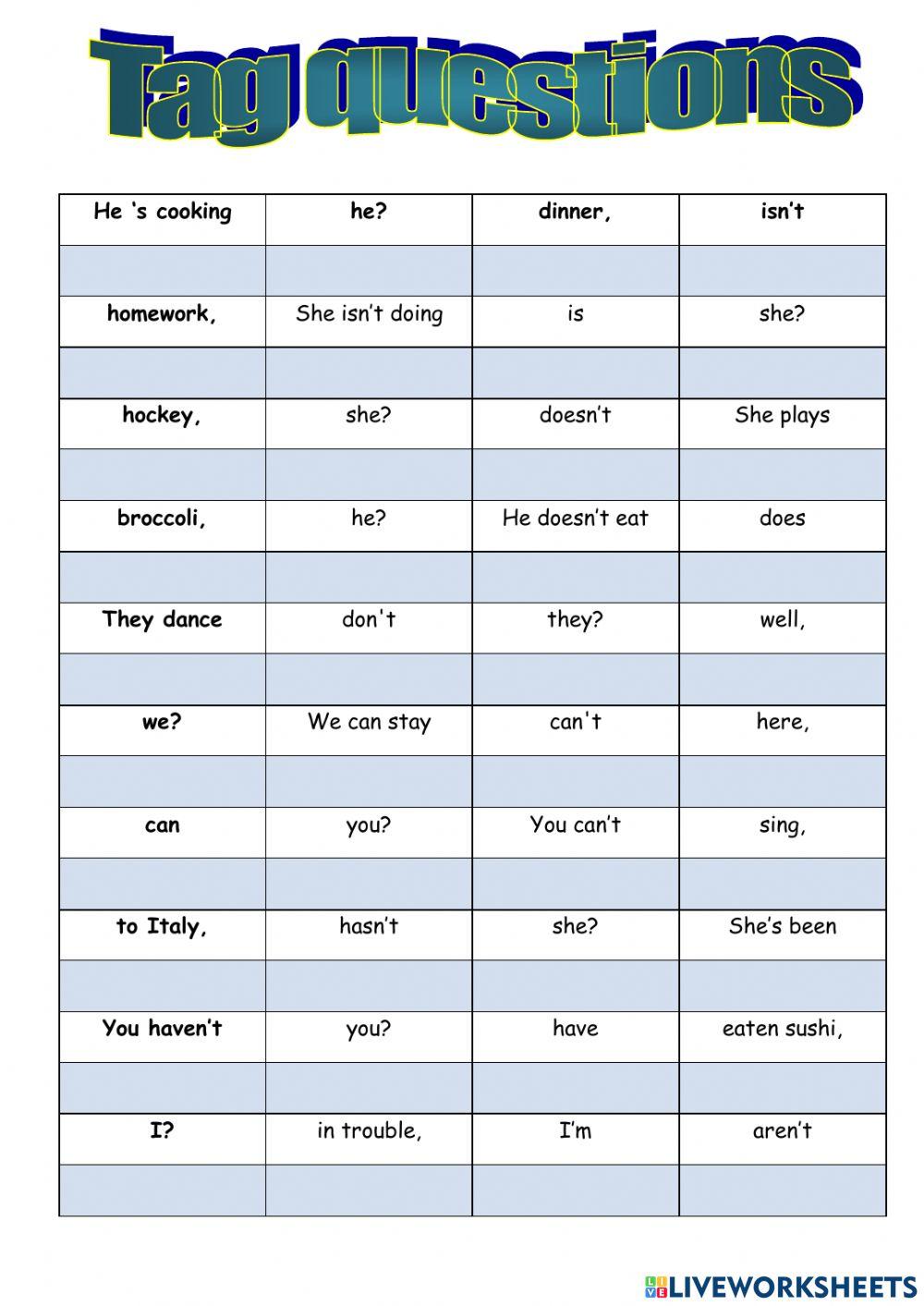 Tag questions 801977 | Marianna Fyrogeni