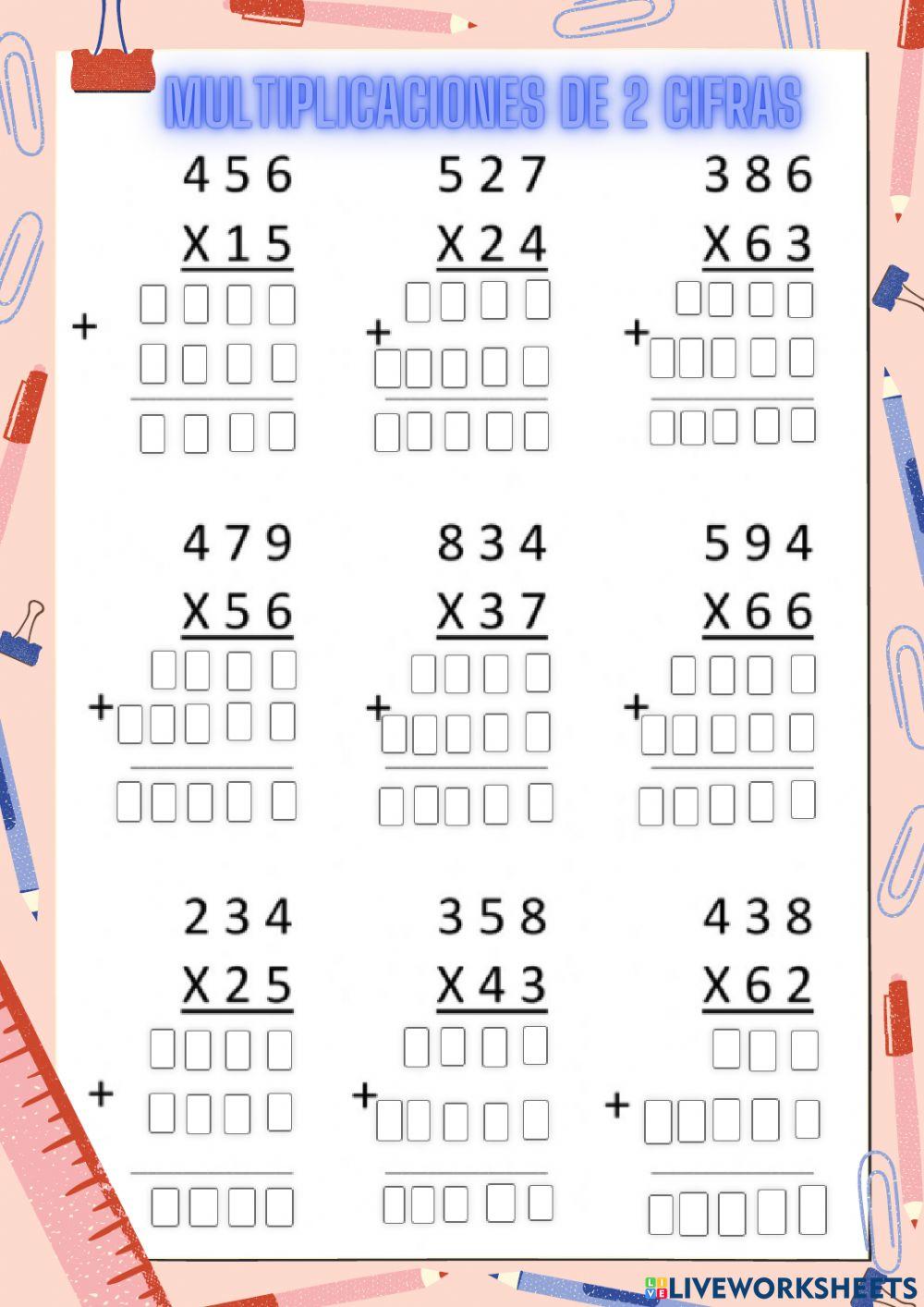 Multiplicacione… | Free Interactive Worksheets | 801983