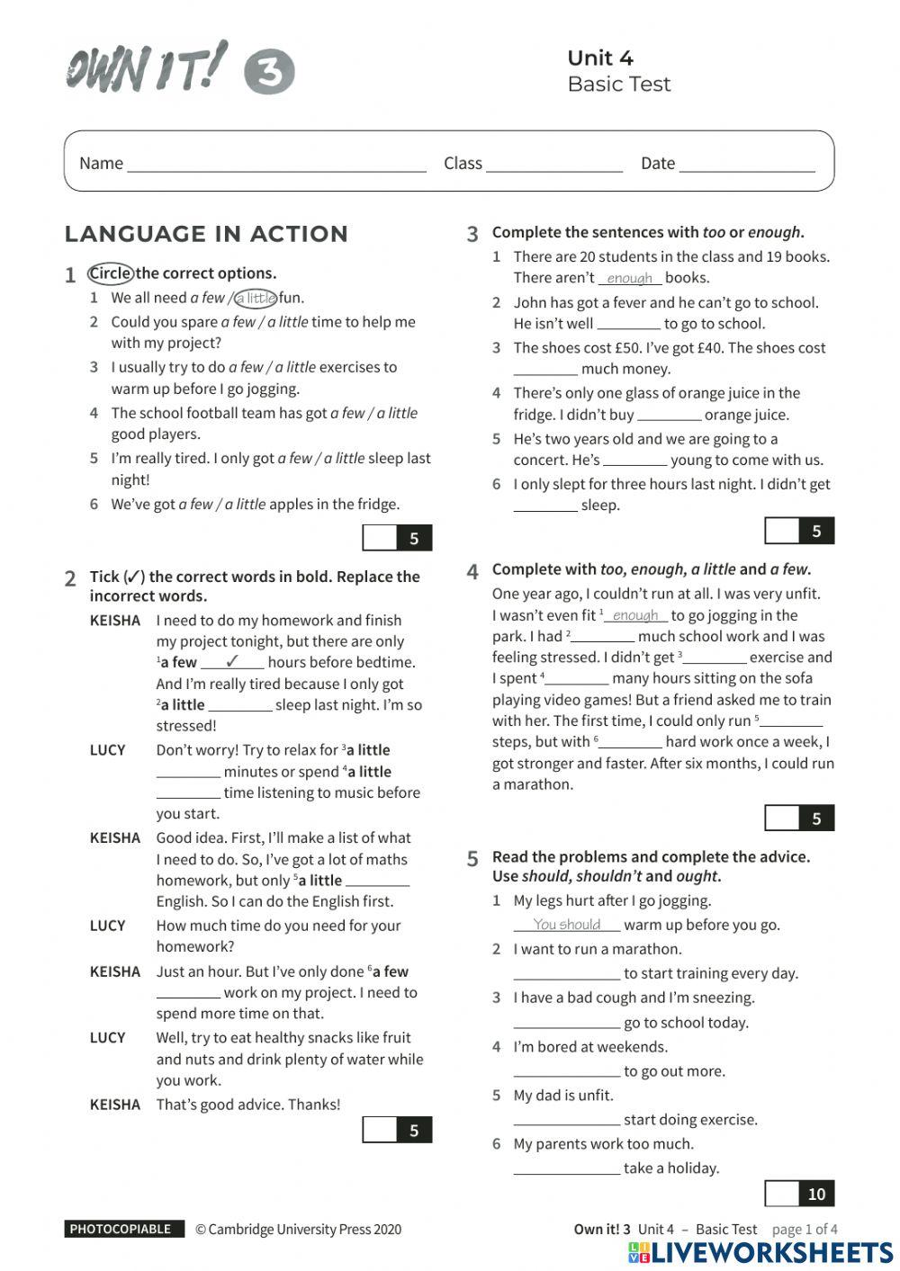 Cs test 4 online exercise for | Live Worksheets