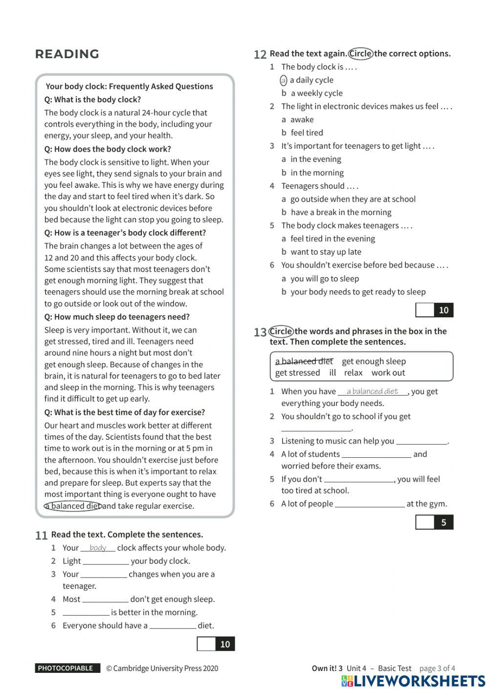 Cs test 4 online exercise for | Live Worksheets