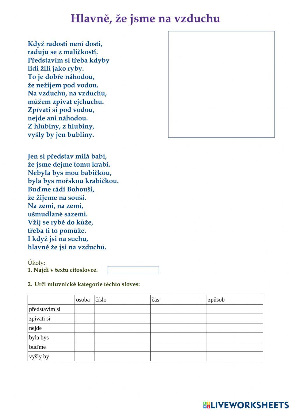 Hlavně, že jsme na vzduchu worksheet | Live Worksheets
