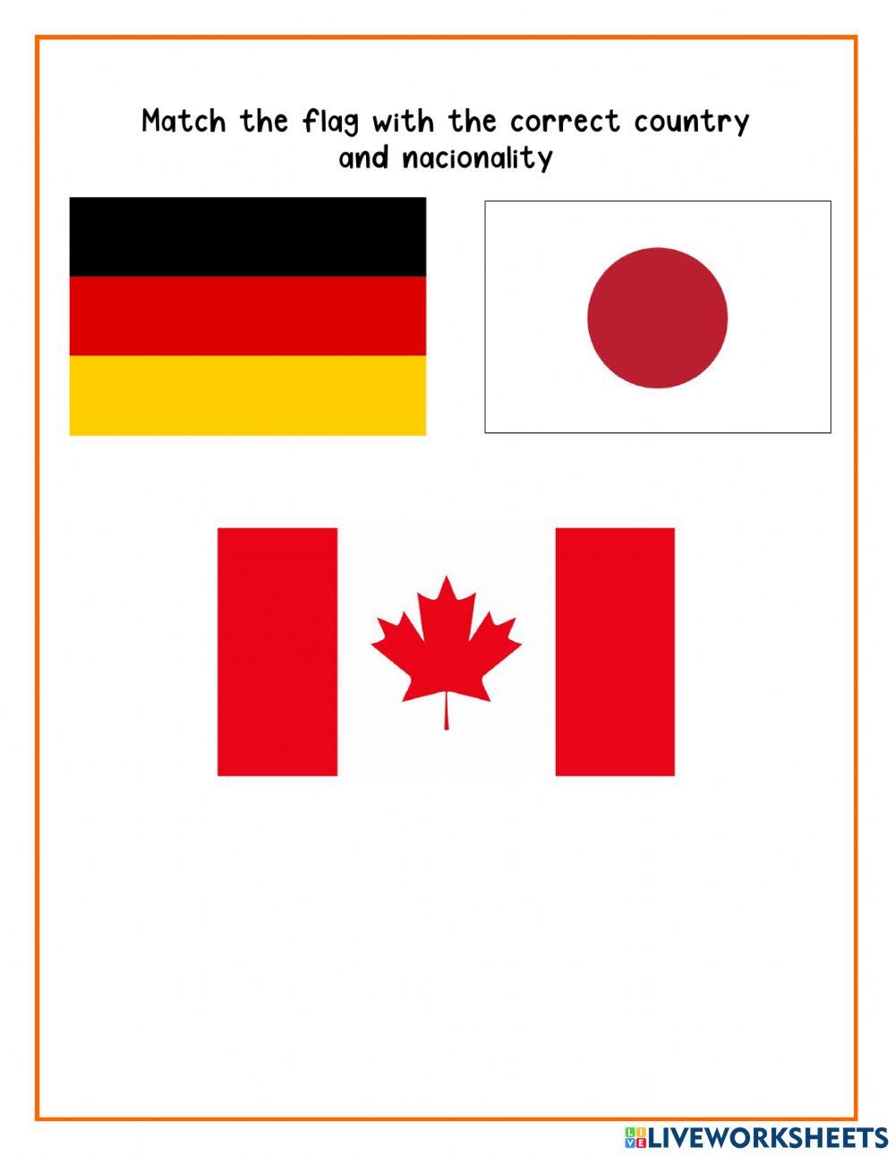 Countries and Nacionalities interactive worksheet | Live Worksheets