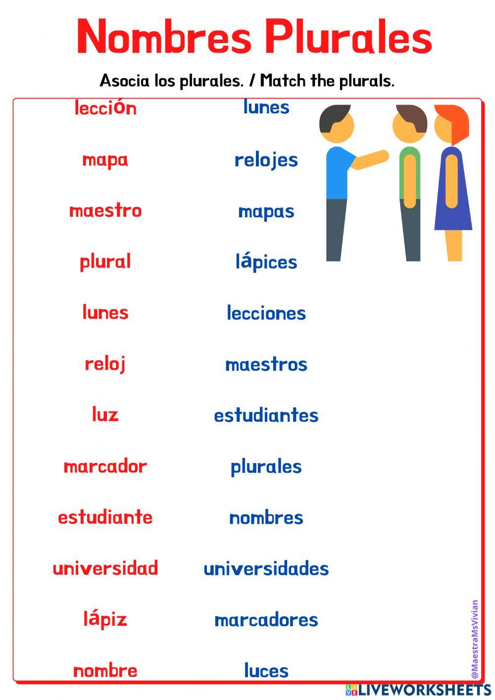 Nombres Plurales worksheet | Live Worksheets