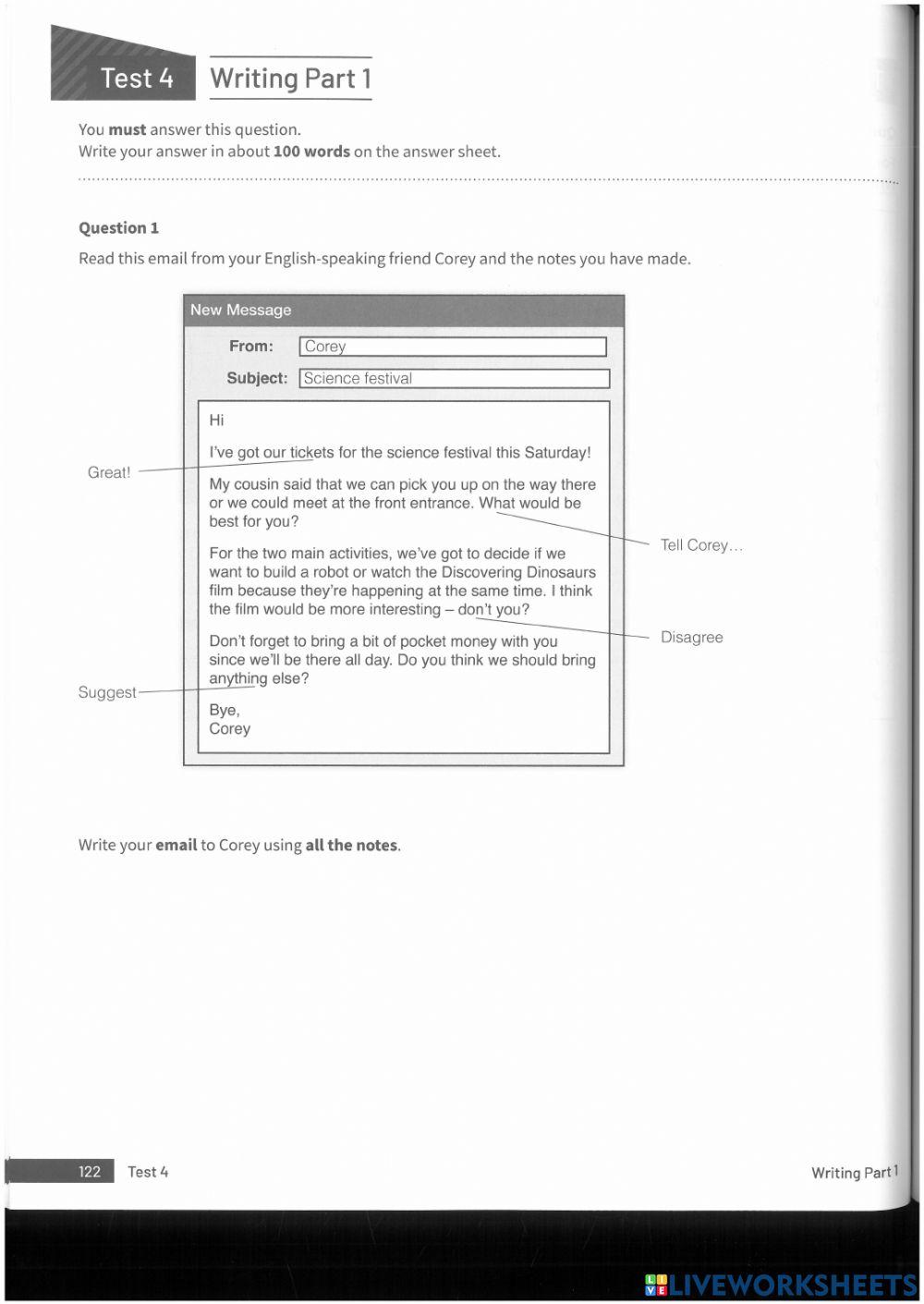 PET TRAINER READING WRI TEST 4 (PARTS 4,5,6,W) online exercise for ...