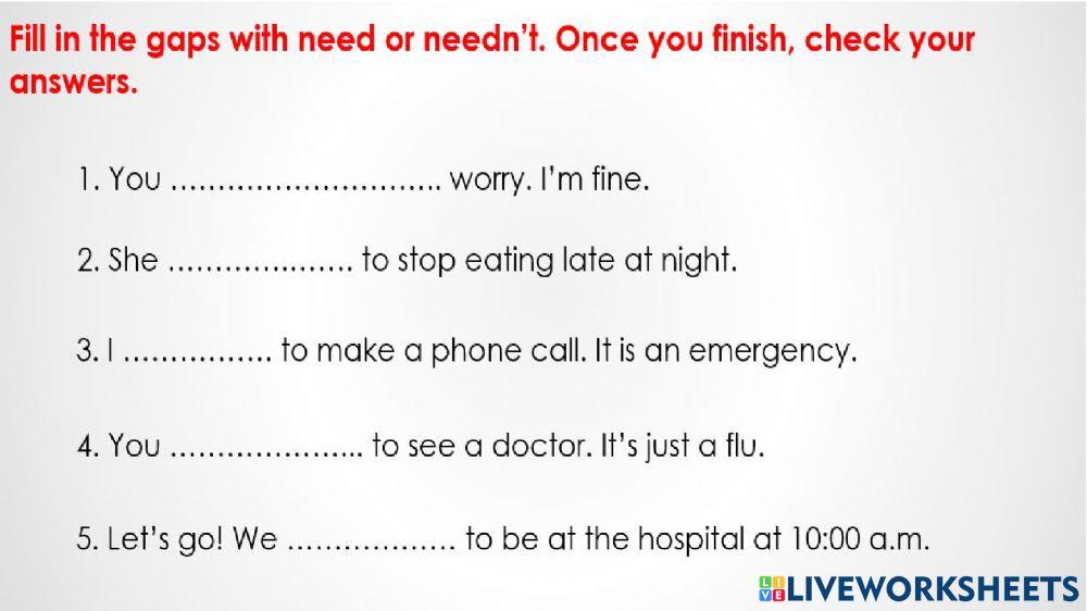 Must need | Free Interactive Worksheets | 802830