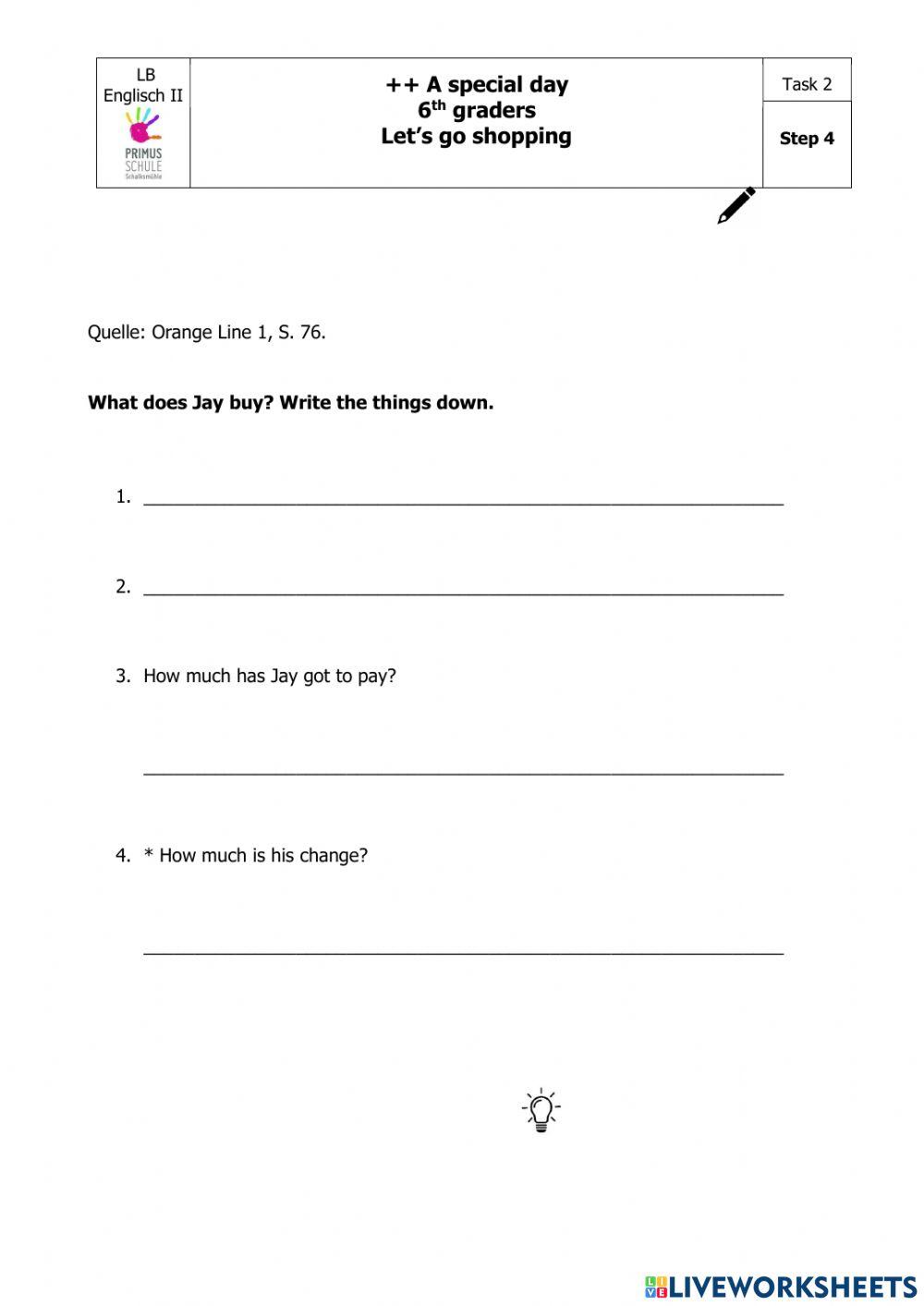 A special day: Step 4, Task 2 worksheet | Live Worksheets