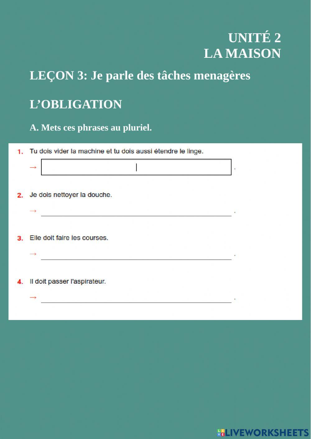 Obligation online exercise | Live Worksheets